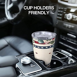 AYCZN Vintage American 20 OZ Tumbler Stainless Steel Travel Coffee Mug, Star Stripes Insulated Water Bottle with Lid and Straws Leakproof Thermal Cup