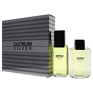 Antonio Puig Quorum Silver for Men Gift Set (Eau de Toilette Spray, After Shave Lotion)
