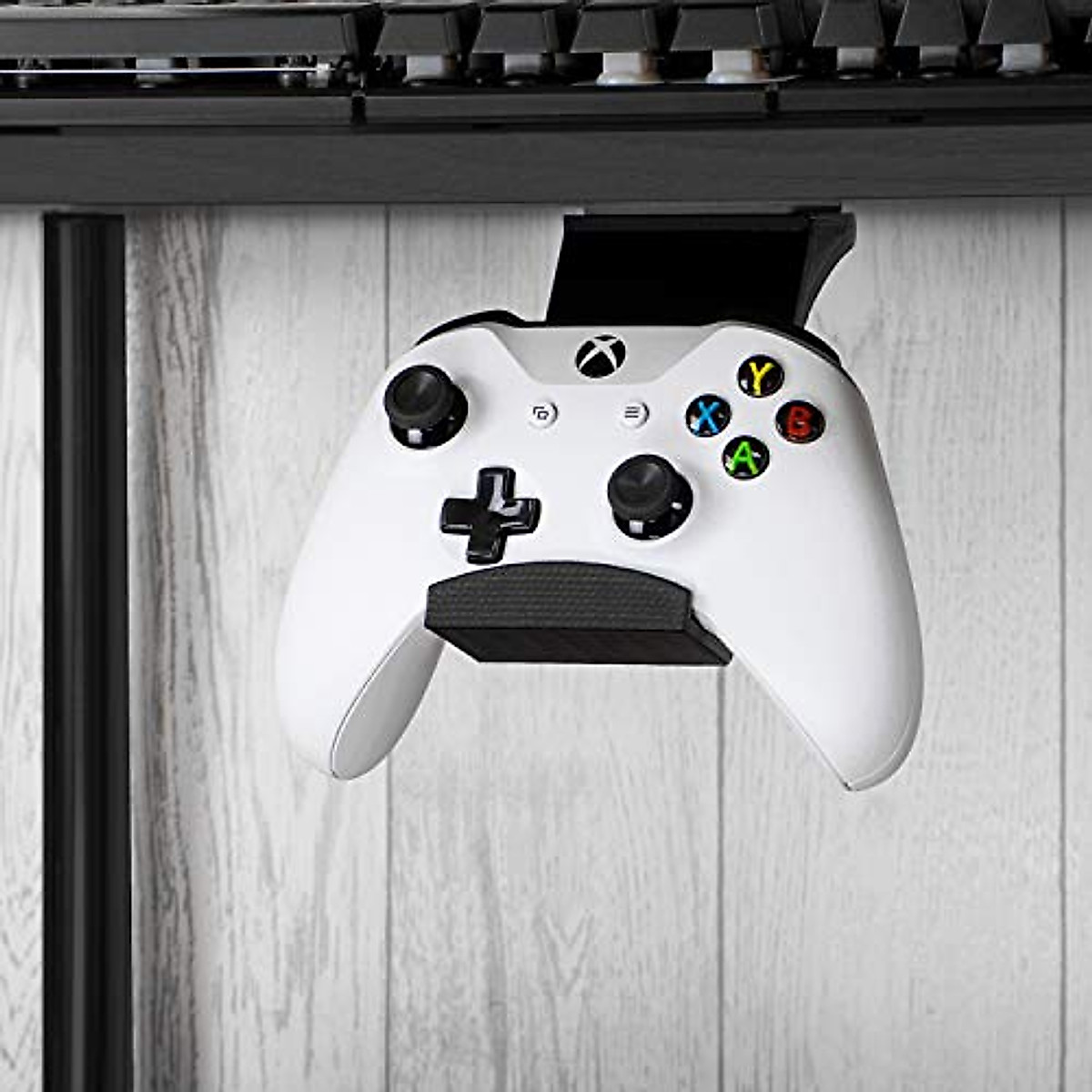 BRAINWAVZ Gamepad Under The Desk Mount Holder Hanger for XBOX One, Switch, PS4, PC, Steam, Steelseries & Most Game Controllers, No screws, VHB Tape (Black, Improved Adheasion Nov2019)