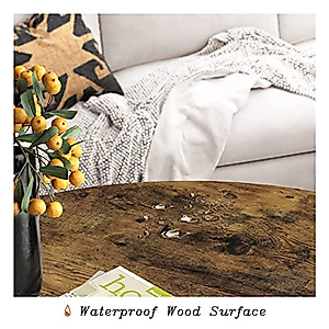 Vanrohe Small Round Coffee Table for Small Space, 23.5" 2-Tier Rustic Brown Wooden Coffee Table with Open Storage for Living Room/Balcony/Office, Metal Legs, Easy to Assemble