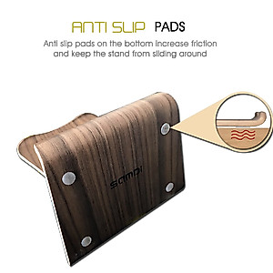 SAMDI Wood Tablet Stand, Wooden iPad Holder: Desktop Stand Holder Dock for new iPad 2017 Pro 9.7, 10.5, Air mini 2 3 4, Kindle, Nexus, Accessories, Tab, E-reader, other Tablets(4-13 inch)-Black Walnut