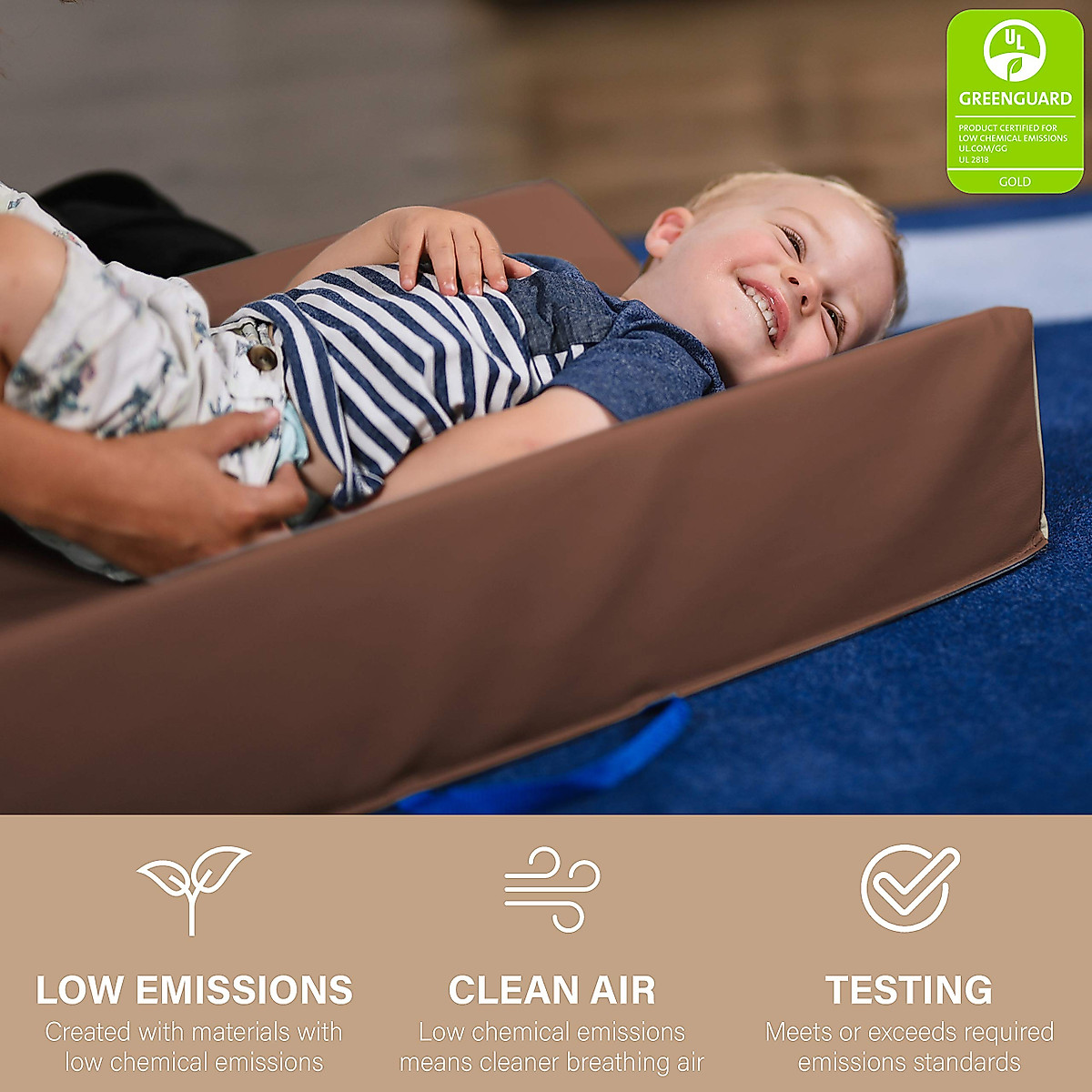 Factory Direct Partners 10421-CHSD SoftScape Ultra-Soft Daycare Baby and Infant Contoured Changing Pad, Non-Slip Bottom, Built-in Handle Easy to Transport Travel - Chocolate/Sand