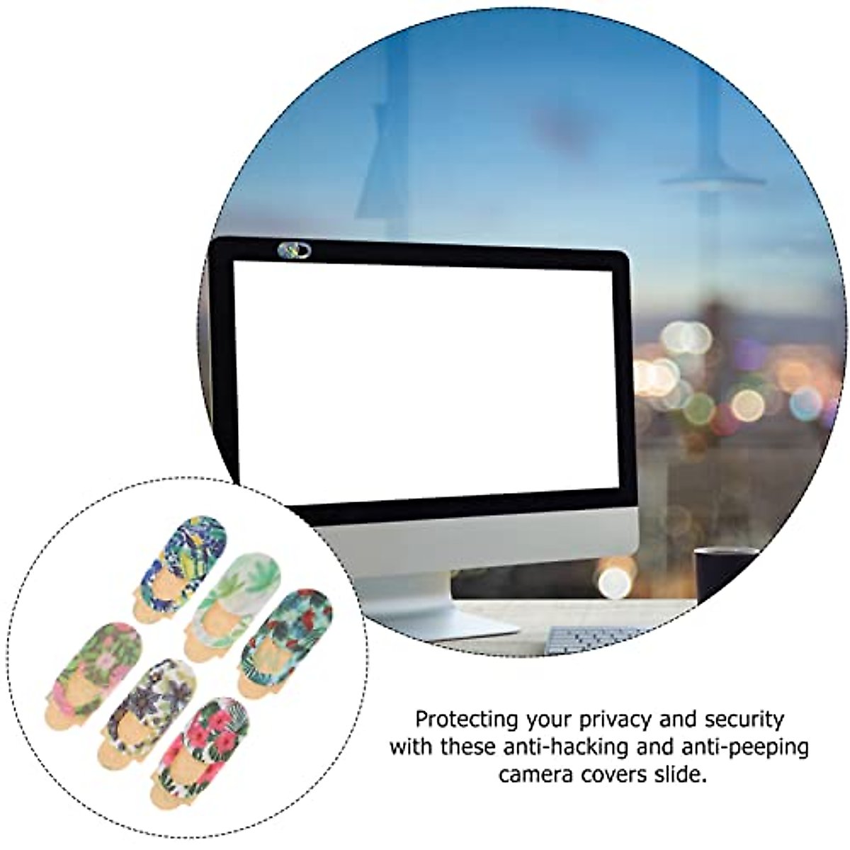 SOLUSTRE Laptops 18pcs Laptop Flower Printed Phone Camera Blocker Covers Tablet Slide Cover Web Webcam Computer Camera Slides
