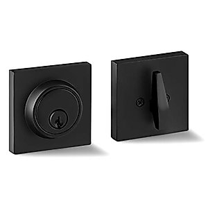 Berlin Modisch Single Cylinder Deadbolt Lock Slim Square for Front Door Modern Contemporary High Security Heavy Duty – Iron Black Finish