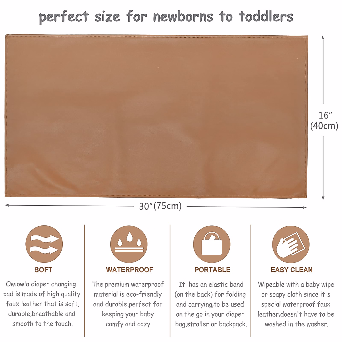 Owlowla Baby Diaper Changing Pad Portable Changing Mat Travel Changing Pad Liner for Baby and Small Toddler(Classic Brown&Brush Strokes)