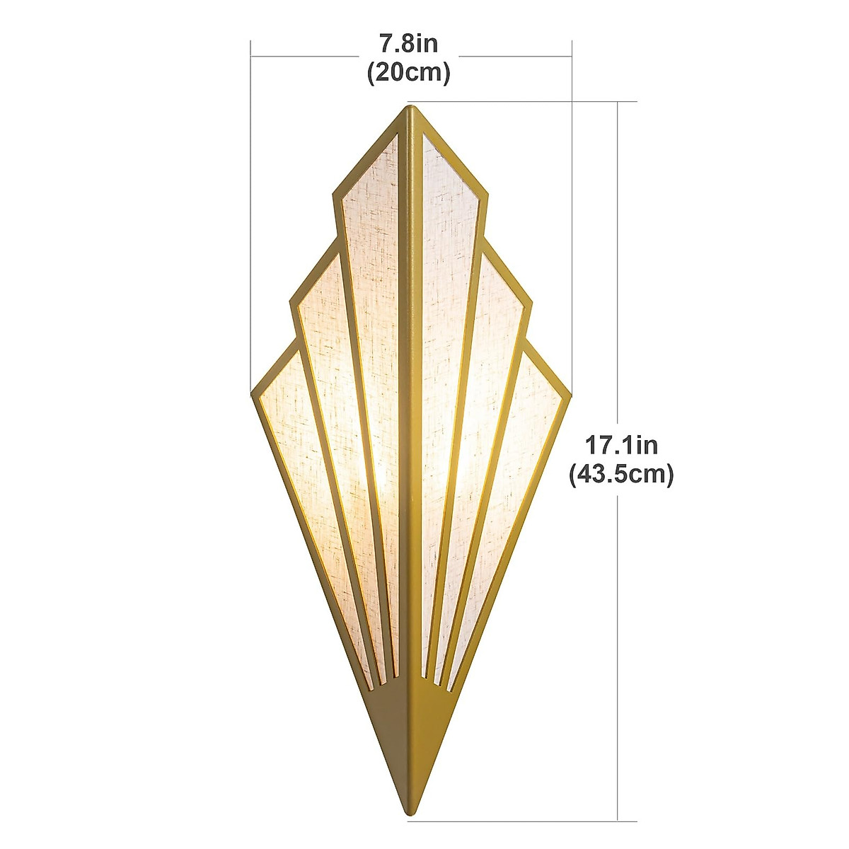 Battery Operated Wall Sconces Set of 2,Not Hard Wired Fabric Shade Triangle Remote Control Wall Lights, Wireless Lamp Fixture for Bedroom, Living Room, Bathroom, Hallway (Color : Gold)