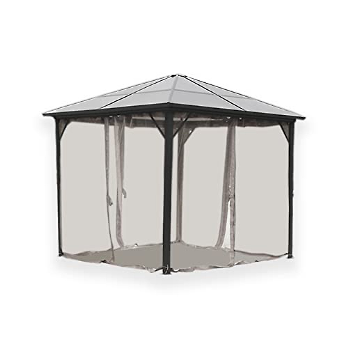 Garden lucky Replacement Gazebo Mosquito Netting 4 Panels for Patio Garden Backyard (10'x10', Beige, Only Netting)