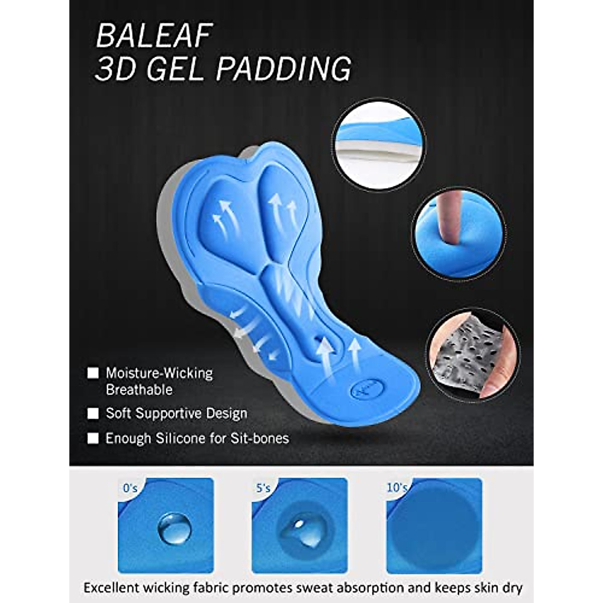 BALEAF Men's Bike Cycling Pants 4D Padded Bicycle Tights MTB Riding Leggings Zipper Pockets Quick Dry Red XL