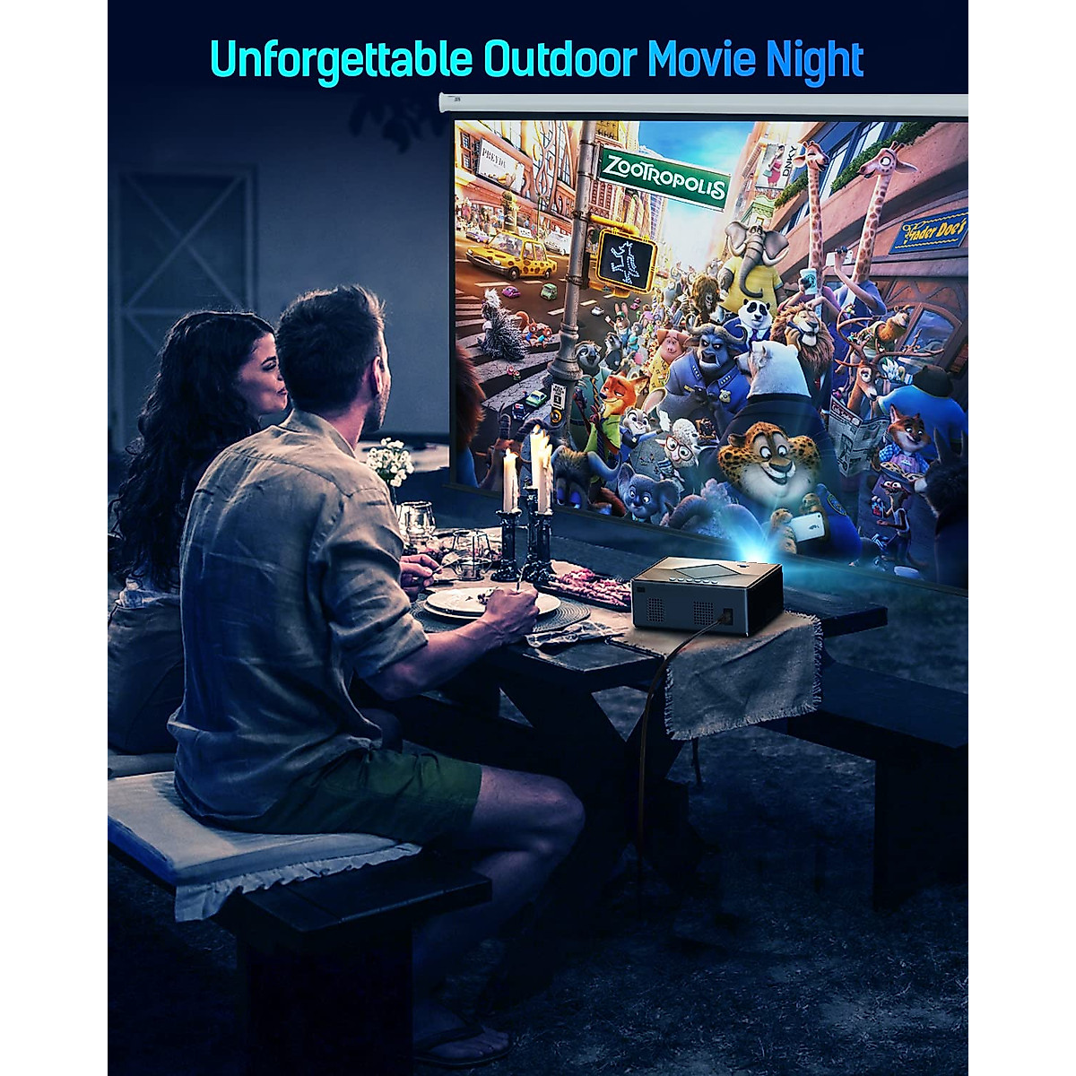 Movie Projector, HISION 5G WiFi Bluetooth Projector Native 1080P Projector 4K Support Oudoor Mini Projector for iPhone Home LED TV Projector Compatible with TV Stick Laptop Tablet PC HDMI USB TF DVD