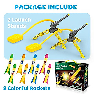 V-Opitos Rocket Launch Toys for Kids Age of 3, 4, 5, 6, 7, 8 Year Old Boys & Girls, 2 Pack Rocket Launchers with 8 Colorful Foam Rockets, Top Outdoor Game, Ideal Christmas & Birthday Gift