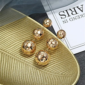 coadipress Disco Ball Earrings for Women Creative 60's or 70's Gold Silver Plated Disco Mirror Ball Earrings Costume Accessories for Halloween Party Personal Decoration (Gold Ball)