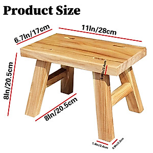 CozyHaus 8Inch Solid Wooden Step Stool,Small Footstool for Kids & Adults Small Bench Plant Stand Fishing Stool, Perfect for High Beds, Kitchen, Bathroom, Closet, Fishing (Orange)