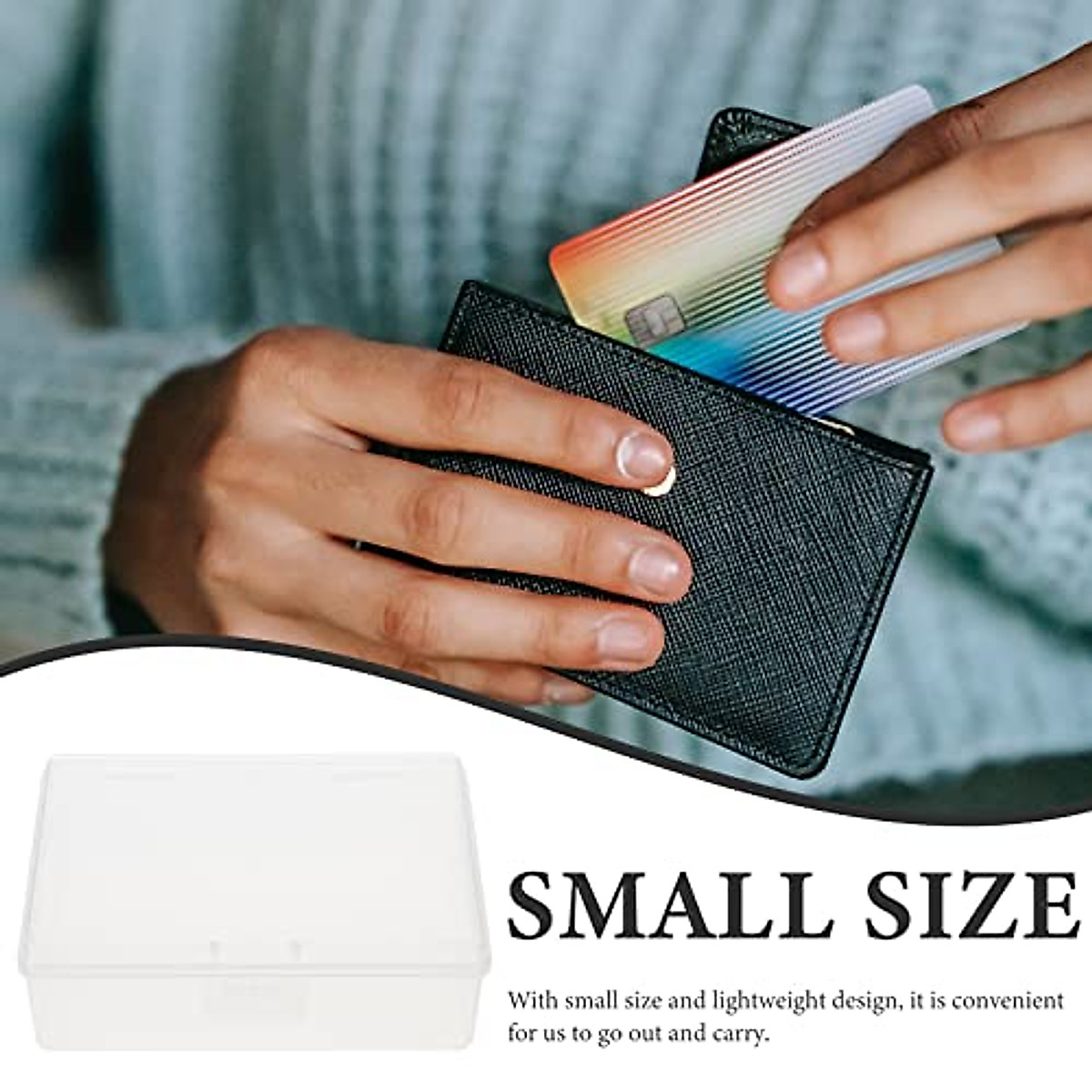 Operitacx 10Pcs Battery Storage Organizer Stackable Plastic Storage Bin Clear Storage Case Holder Container with Hinged Lid for Keeping Small Parts Coints Screws Business Cards Game Pieces Crafts