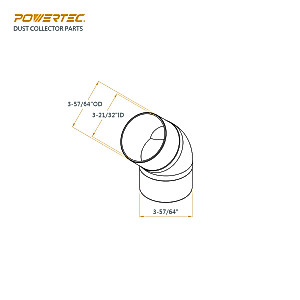 POWERTEC 70183 4” 45 Degree Elbow - ABS Plastic Dust Collector Connector (Black)