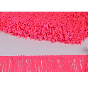 Heartwish268 Fringe Trim Lace Polyerter Fibre Tassel 12inch（″） Wide 10 Yards Long for Clothes Accessories and Latin Wedding Dress and DIY Lamp Shade Decoration Black Fluorescent Peach