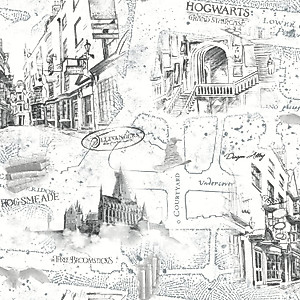 RoomMates RMK12353PL Harry Potter Map Peel and Stick Wallpaper, White, 30 Sq Ft