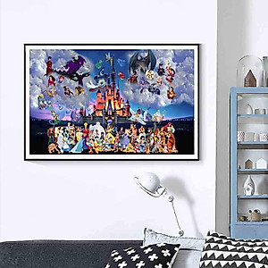 5D Diamond Painting Full Drill, Dinyland Cartoon DIY Diamond Painting by Number Kits, Rhinestone Crystal Drawing Gift for Adults Kids, 16''x12'' Home Wall Décor