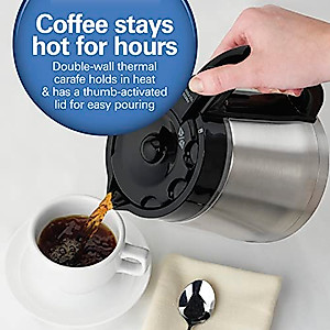 Hamilton Beach Programmable Coffee Maker with 10 Cup Thermal Carafe, 3 Brewing Options, Auto Shutoff & Pause and Pour, Stainless Steel (46899R)