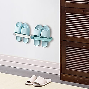 2 PCS Slippers Rack Wall Mounted Hanging Shoe Holder Self Adhesive Shoe Rack Hanging MultiFunction Simple Convenient Wall Bracket Shoe Organiser for Door Cabinet Motorhome Bathroom Kitchen Living Room