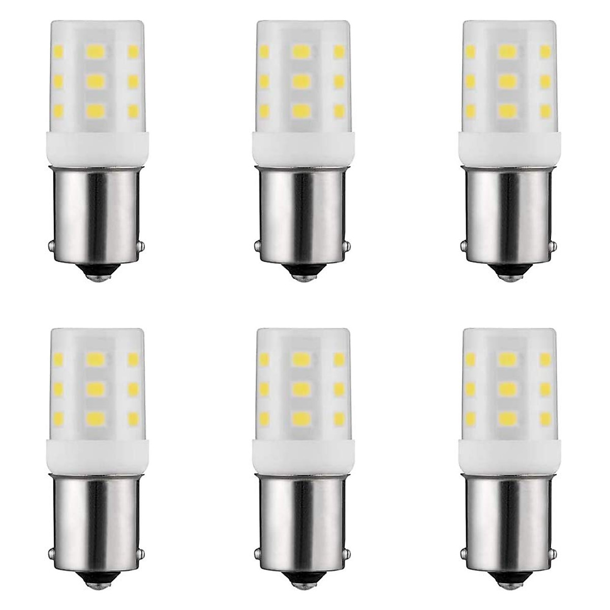 Makergroup 1156 1141 LED Light Bulbs, Weatherproof BA15S S8 SC Bayonet Single Contact Base, 2W Warm White 2700K-3000K 12V for Outdoor Landscape Deck Driveway Path Lights and RV Lighting 6pcs