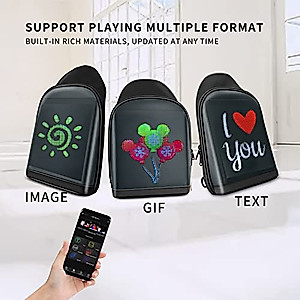 Tesinll DIY Fashion Chest Bag With LED Full-Color Screen,Casual Daypack Backpacks,Fanny Pack,Crossbody Bags for Men.