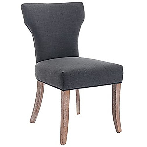 RIVOVA Linen Dining Chairs Set of 4, Modern Dining Chair with Wood Legs Upholstered Kitchen Dining Chairs, Charcoal