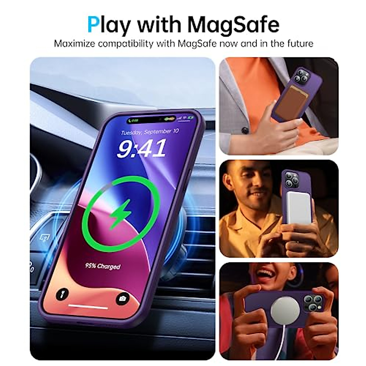 Kocanasi 𝗡𝗘𝗪 Magnetic for iPhone 14 Pro Max Case [Compatible with MagSafe] [10FT Military Grade Drop Tested] Slim Translucent Matte Case for iPhone 14 Pro Max Phone Case, Deep Purple (6.7")