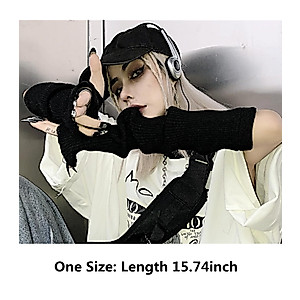 URAWESO Goth Gloves Emo Fingerless Arm Warmers Gothic Steam Punk Thumbhole Ripped Hip Hop Arm Sleeves Cosplay