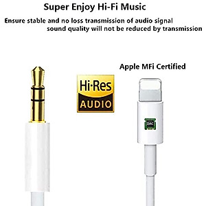 Aux Cord for iPhone,esbeecables 2Pack Lightning to 3.5mm Aux Cable for Car Compatible with iPhone 14 13 12 11 XS XR X 8 7 iPad for Car Home Stereo, Speaker, Headphone, Support All iOS - 3.3ft (White)