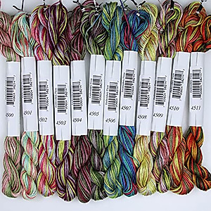 KCS Big skeins of 25 Meters Size 25 Color Variegated Cross Stitch Stranded Threads,12 skeins,01