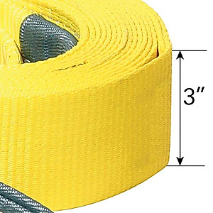 VULCAN Tow Strap with Reinforced Eyes - Standard Duty - 3 Inch x 20 Foot - 7,500 Pound Towing Capacity