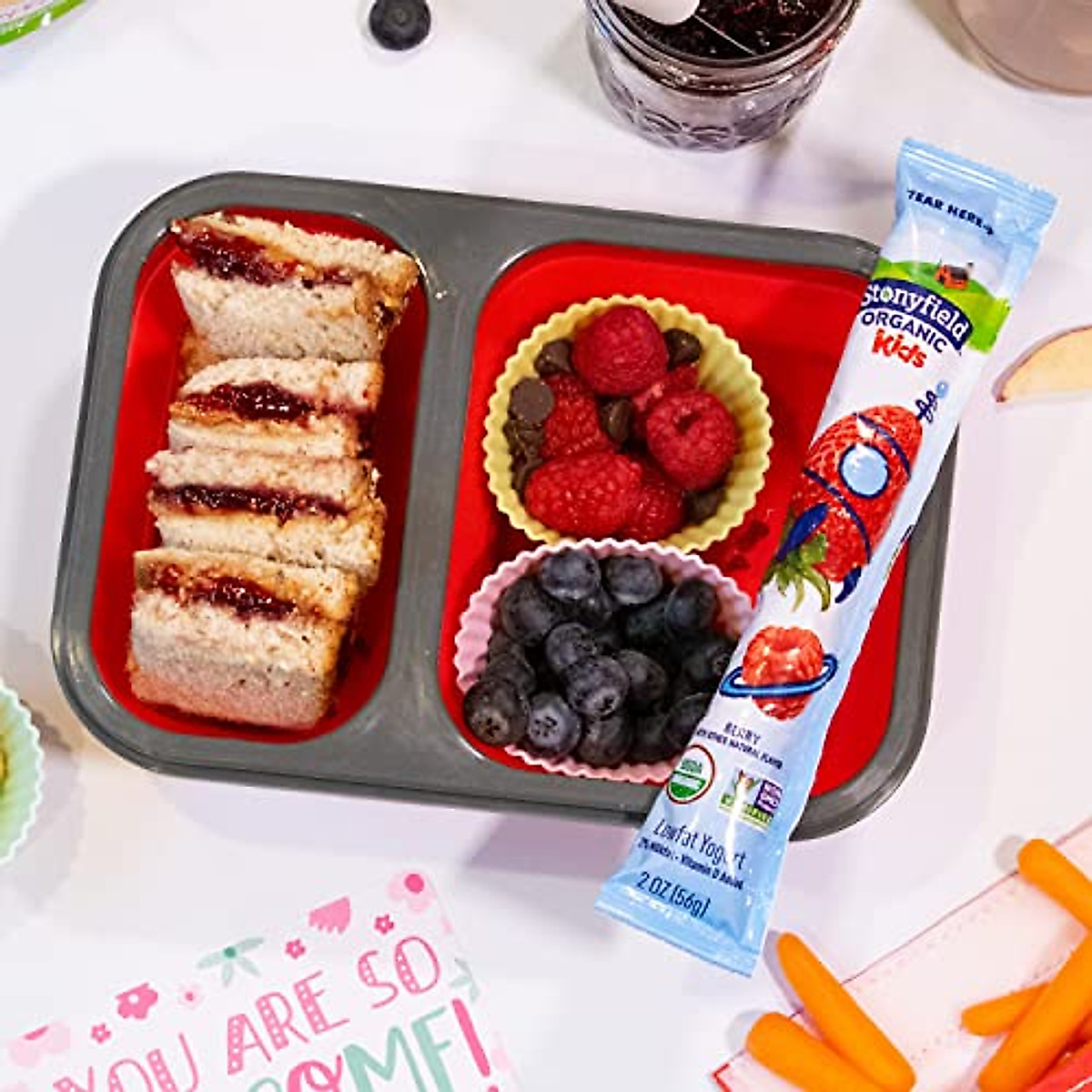 Stonyfield Organic Kids Cherry & Berry Lowfat Yogurt Tubes Variety Pack, 2 oz., 8 Ct - #1 Organic Kids Yogurt, No Artificial Flavors or Sweeteners