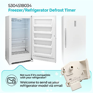 5304518034 Refrigerator/Freezer Defrost Timer Compatible with Frigidaire Kenmore Whirlpool Crosley Etc, Replacement Part 297318010 216744500 216744400 216517400 AP6799886 Etc