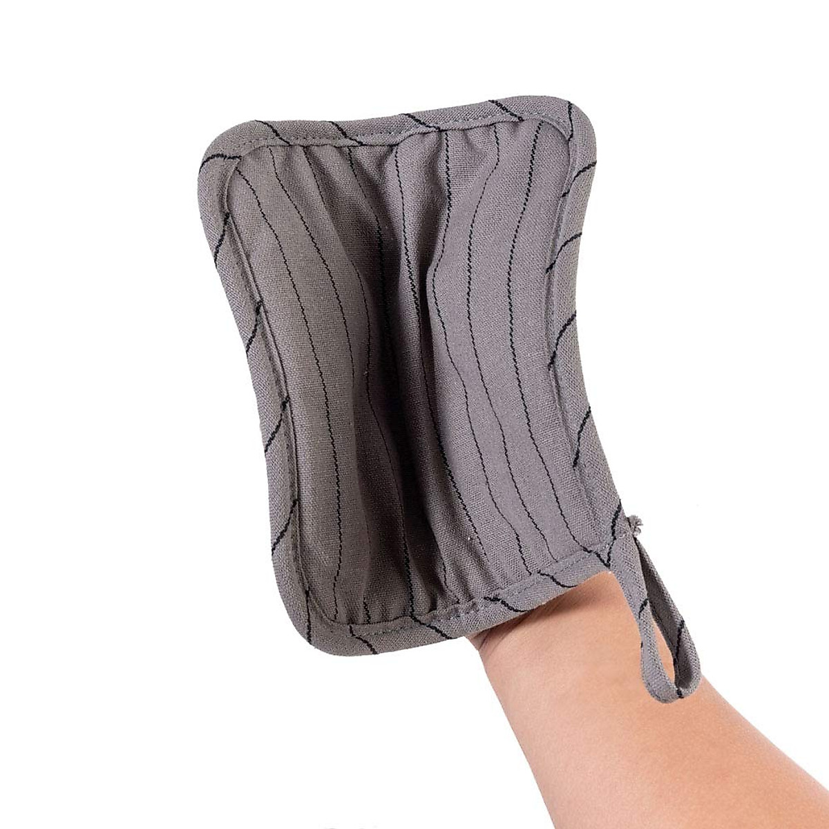 100% Cotton Kitchen Everyday Basic Pot Holder Heat Resistant Coaster Potholder for Cooking and Baking 7 x 7-Inch Set of 3 (Dark Grey Stripe)