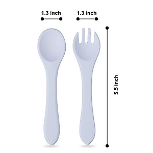 PandaEar Baby Silicone Soft Bendable Utensils Spoons Forks| Training Feeding for Kids Toddlers Children Infants| BPA Free 4 Pack Cutlery