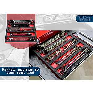 Polar Whale Tool Drawer Organizer Wrench Holder Insert Red and Black Durable Foam Tray 5 Pockets Holds Wrenches Up to 10 Inches Long Fits Craftsman Husky Kobalt Milwaukee Many Others