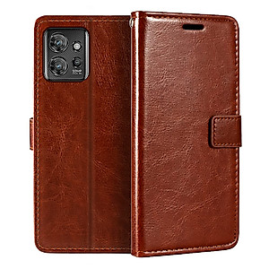 Shantime for Motorola ThinkPhone 5G Case, Premium PU Leather Magnetic Flip Case Cover with Card Holder and Kickstand for ThinkPhone by Motorola (6.6”) Brown