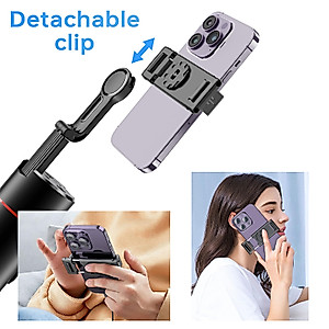Auto Face Tracking Tripod with Rechargeable Fill Light with 6 Levels of Brightness, 360° Rotation Face Body Phone Camera Mount Gesture Control, Smart Shooting Holder for Vlog, Streaming, Video, Tiktok