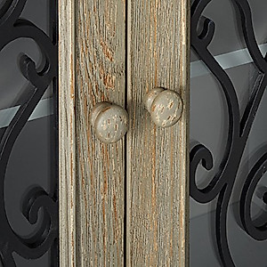 Signature Design by Ashley Mirimyn Vintage 65" 4-Door Accent Cabinet with Clear Glass Inlay and 2 Adjustable Shelves, Gray