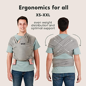 CuddleBug Baby Wrap Sling + Carrier - Newborns & Toddlers up to 36 lbs - Hands Free - Gentle, Stretch Fabric - Ideal for Baby Showers - One Size Fits All (Grey)