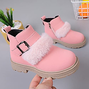 Girls Shoes Fashion Solid Color Short Boots Non Slip Breathable Nude Women Boots Toddler Girl Boots (Pink, 5.5-6 Years Little Child)