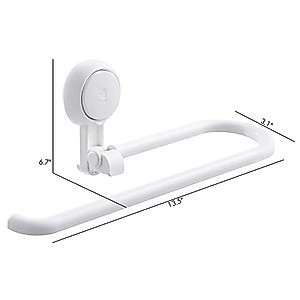TAILI Suction Cup Paper Towel Holder Under Cabinet, No Drilling Plastic Paper Towel Rack for Kitchen, Reusable Paper Towel Hanger, Wall Mount Paper Towel Holder White