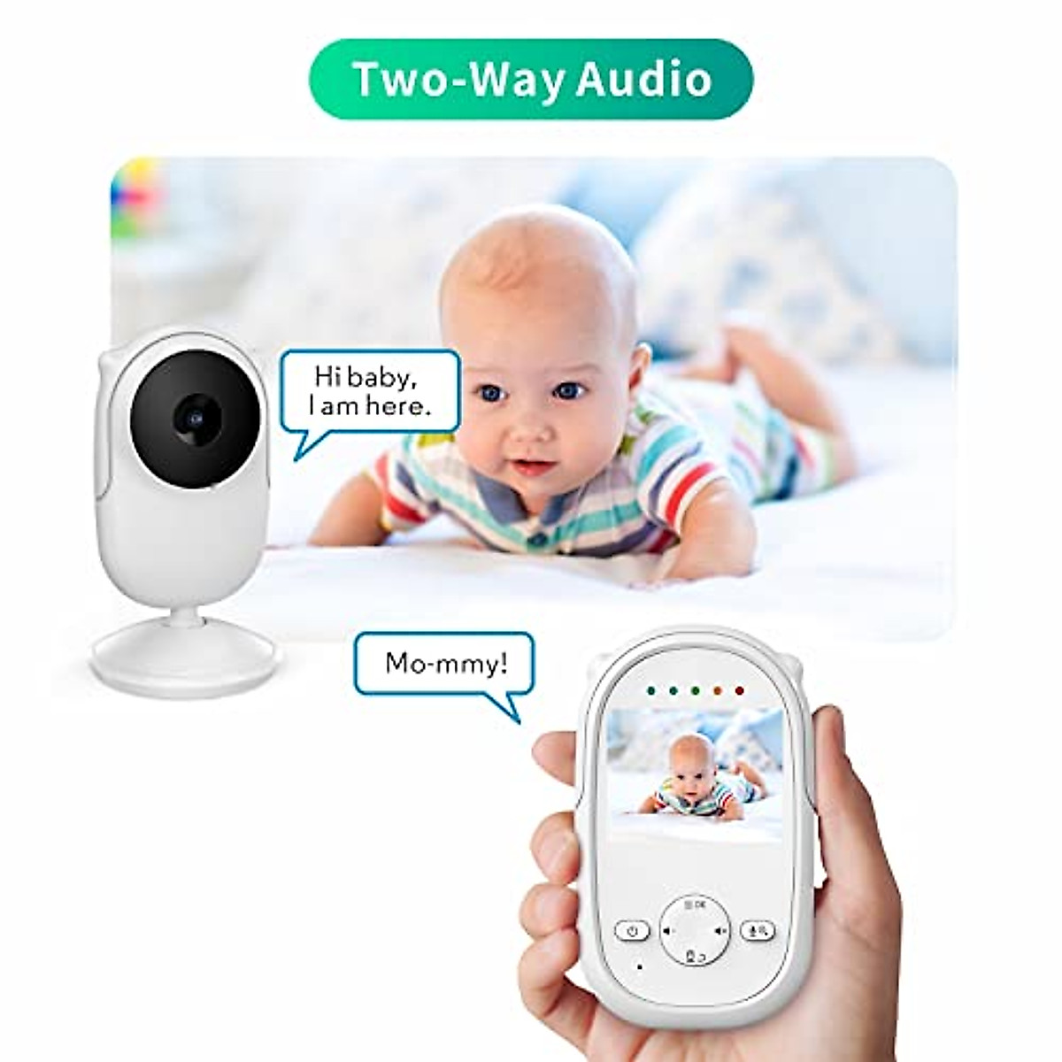 MOSTCLOUD Video Baby Monitor with NO WiFi,Baby Monitor with Camera and Audio, Auto Night Vision, 2 Way Audio Talk, Lullabye Music, Long Battery Life, 2X Zoom,960ft Long Range