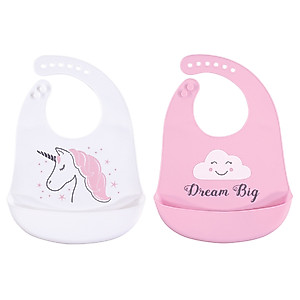 Hudson Baby Unisex Baby Silicone Bibs, Unicorn, One Size