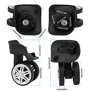 Ladieshow Luggage Wheels,1Pair Suitcase Wheels Replacement Draw‑Bar Box Accessory 360 Swivel Wheel Suitcase Luggage Carrier Wheel Replacement