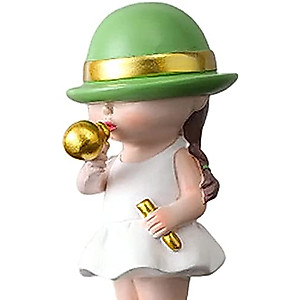 Desktop Figurine Resin Statue Cartoon Sculpture Abstract Crafts Art Ornament Desk Table Statue for Home Bedroom Living Room Garden Office - Girl, Green