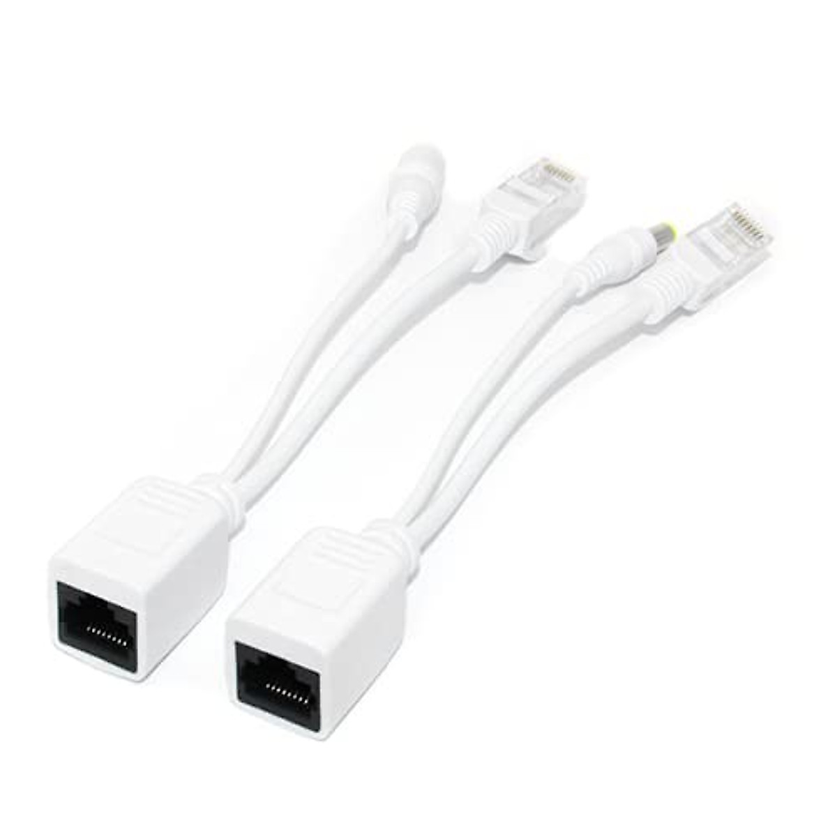 BeElion 5-Pair/10pcs White Passive PoE Injector and Splitter Kits with 5.5x2.1mm DC Connector RJ45 Power Over Ethernet for CCTV Surveillance Camera System