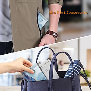 Fintie Eyeglasses Pouch with Cleaning Cloth, Portable Squeeze Top Vegan Leather Soft Glasses Case Anti-Scratch Sunglasses Bag, Ocean Marble