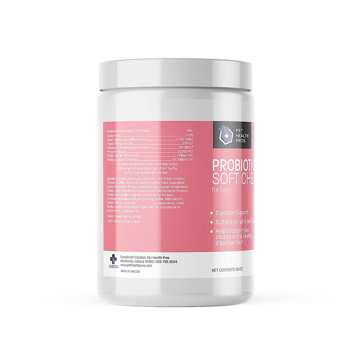 Pet Health Pros Advanced Probiotics for Dogs - Probiotic Soft Chew for Upset Stomach, Diarrhea & Constipation Relief - Promotes Happy Gut, Happy Dog - 60 ct