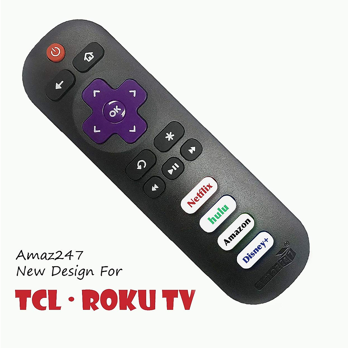 TCL Roku TV Remote Works with All TCL Roku TV. NO Programming!! NO Pairing!!